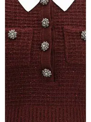 SELF-PORTRAIT Knit Midi Dress With Statement Buttons