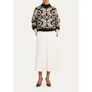 Brunello Cucinelli Couture Wool Gabardine A-line Midi Skirt