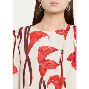 Carolina Herrera Cala Lily Crepe Draped-sleeve Blouse