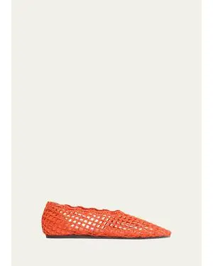 Proenza Schouler Slant Crochet Ballerina Flats - Flame
