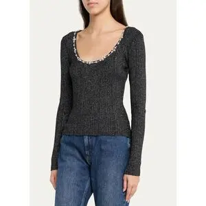 Cinq À Sept Aminta Embellished Scoop-neck Top