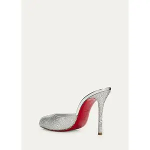 CHRISTIAN LOUBOUTIN 100mm Dolly Strass Metallic Leather Mules