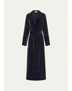 Olivia Von Halle Capability Shawl-collar Velvet Robe - Eclipse