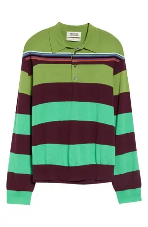 Christopher John Rogers Stripe Merino Wool & Silk Polo Sweater - Carezza Multi