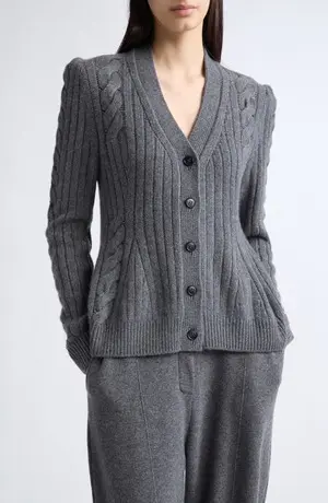 LISA YANG Leire Cashmere Cabled Rib Cardigan