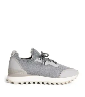 Eleventy Merino Wool-leather Sneakers - Grey