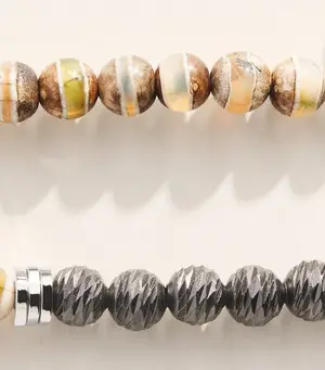 Tateossian Sterling Silver And Agate Stonehenge Graffiato Bracelet
