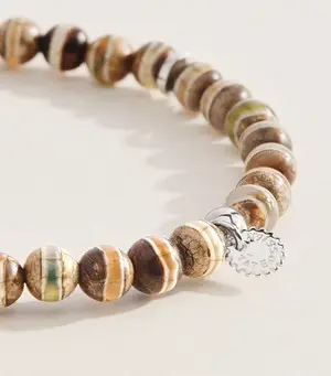 Tateossian Sterling Silver And Agate Stonehenge Graffiato Bracelet