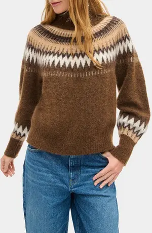 ALIGNE Dakota Fair Isle Sweater - Brown
