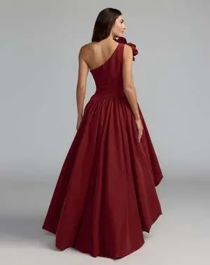 Mac Duggal One Shoulder High Low Gown With 3d Flower