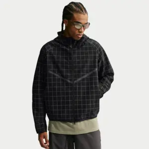Nike Tech Loose Dri-fit Shori Knit Full-zip All-over-print Jacket - Black