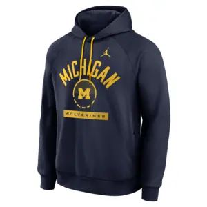 JORDAN Michigan Courtside Brand Dri-fit College Pullover Hoodie - Blue