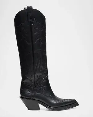 Gabriela Hearst Capitana Embroidered Leather Knee-high Cowboy Boots - Black