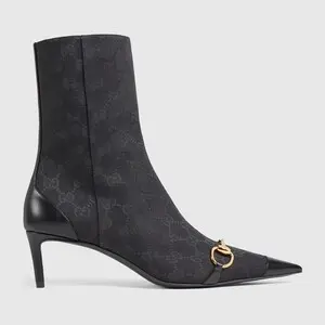 Gucci Donna Bootie Gg Canvas - Black
