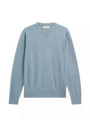 Pringle Of Scotland Ribbed-trim Crew-neck Sweater - Blue