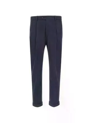 DEVORE INCIPIT Pleated-front Brushed-finish Trousers - Blue