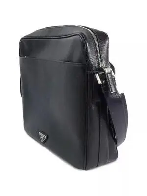 Prada Saffiano Leather Messenger Bag - Black