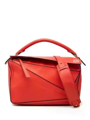 Loewe 2015 Medium Calfskin Puzzle Satchel - Red
