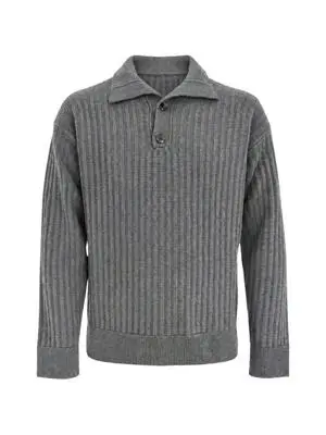 FRANZESE COLLECTION Ribbed-knit Polo Shirt - Grey