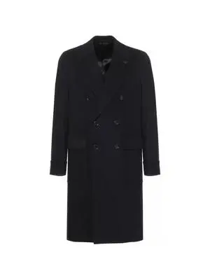 LARDINI Double-breasted Peaked-lapel Coat - Blue