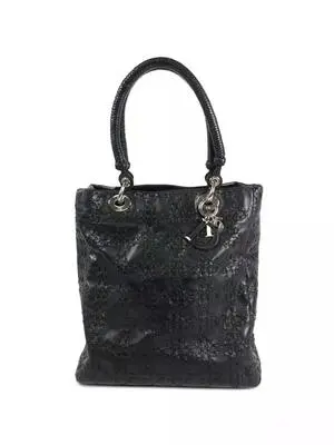 Dior Cannage Soft Lady Leather Tote Bag - Black