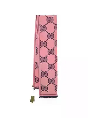 Gucci Gg Jacquard Reversible Scarf - Pink