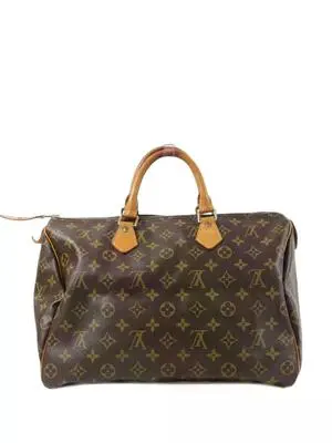 LOUIS VUITTON 35 Speedy Monogram Canvas Tote Bag - Brown