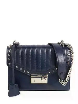 Prada Studded Leather Mini Bag - Blue