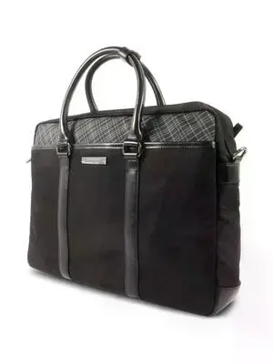 Burberry Label Check-panel Canvas Briefcase