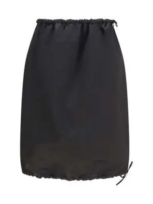 Prada Satin Midi Skirt With Drawstring - Black