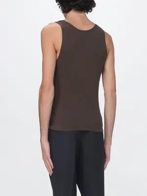 Saint Laurent Monogram Cotton Tank Top With U-neck
