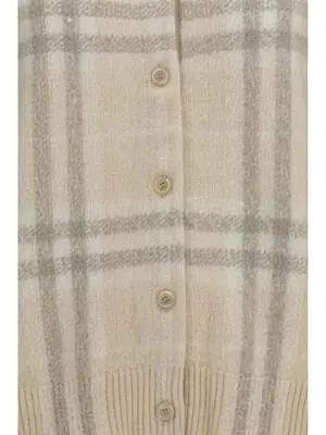 Burberry Check Cashmere Cardigan - Cream