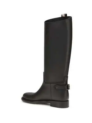 Burberry Cavalier Check Detail Knee-high Boots - Black