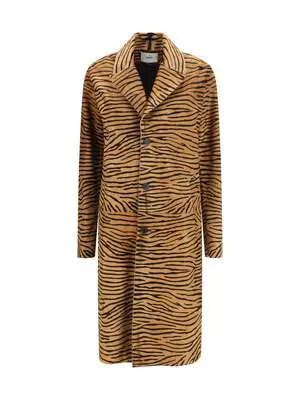 Fendi Tiger Print Pony Effect Leather Coat - Multicolor
