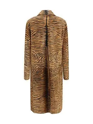 Fendi Tiger Print Pony Effect Leather Coat - Multicolor
