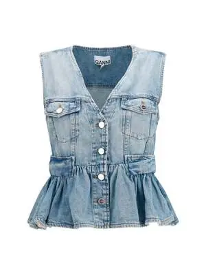 GANNI Lightweight Denim Vest - Blue
