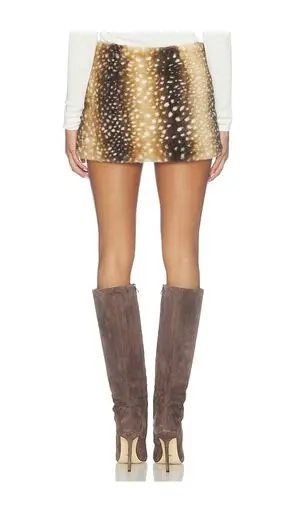 Superdown Eloise Faux Fur Mini Skirt In Brown