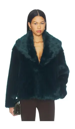 Retrofete Olsen Faux Fur Jacket In Green