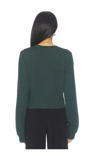 Eterne Cotton Long Sleeve Boxy Tee In Green