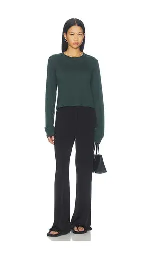 Eterne Cotton Long Sleeve Boxy Tee In Green