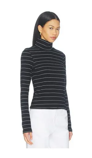 PERFECTWHITETEE Cindy Long Sleeve Turtleneck In Black
