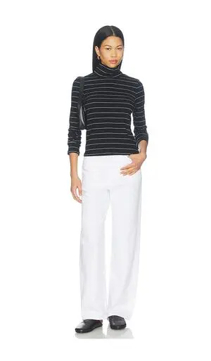 PERFECTWHITETEE Cindy Long Sleeve Turtleneck In Black