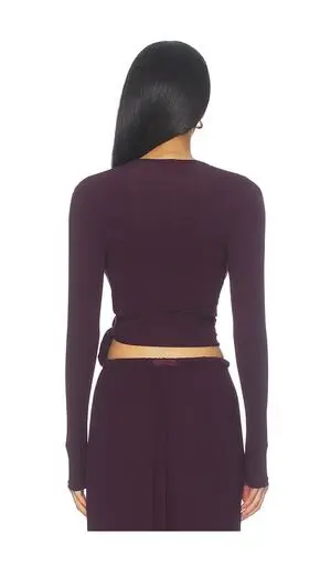 SKIMS Cloud Sleep Wrap Top In Wine