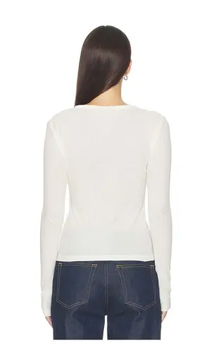 GRLFRND Sheer Crew Neck Tee In Cream