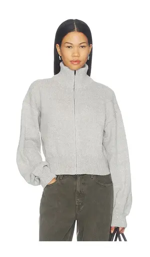 ALL THE WAYS Dakota Zip Front Sweater - Grey
