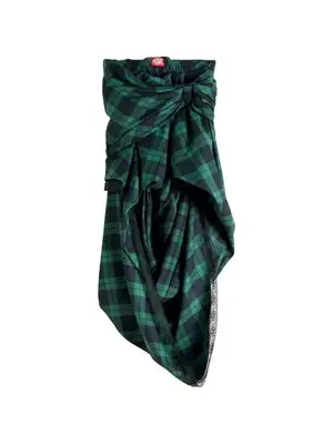 DIESEL® Tartan Midi Skirt With Lace Trim