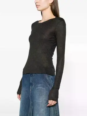 JW Anderson Long-sleeve Crew-neckline Top In Charcoal Melange