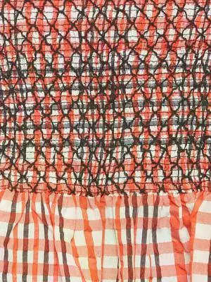 GANNI Charron Smocked Seersucker Top