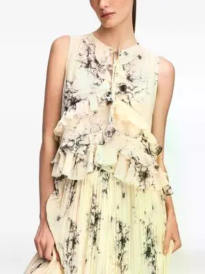 Cinq À Sept Ariette Floral-print Ruffled Blouse