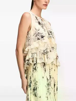 Cinq À Sept Ariette Floral-print Ruffled Blouse